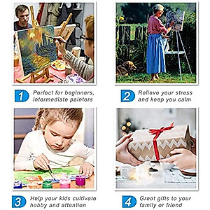 Paint by Numbers for Adults, 6 Pack Paint by Numbers for Kids Beginner Drawing Paintwork with Paintbrushes Cartoon Paint Canvas Oil Painting14X14inch