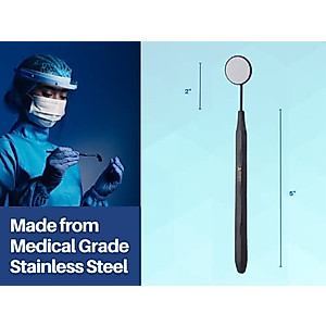 Dental Mirror Stainless Steel Matte Black, Set of 5 Dental Mirrors Front Surface Rhodium Plasma Coated for General and Laser Dentist European Style Threading by ARTMAN Brand