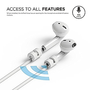 elago AirPods Strap [White] - [Compatible with Apple AirPods 1 & 2][Compact][Lightweight][Ideal Length] – for Apple AirPods 1 & 2