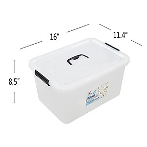 Fiazony 17.5 Quart Clear Storage Box, Plastic Storage Bins with Lids, 4-Pack