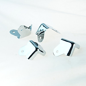 Set of 4 Durable Guitar Amp Speaker Cabinet Steel Corners 2-Legs 32mm,Chrome