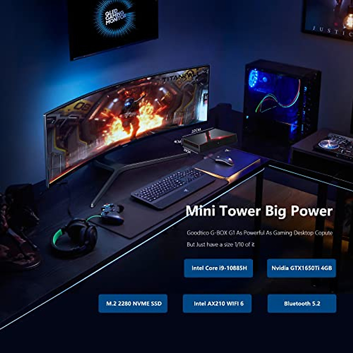 [Gaming PC] Mini PC Core i9 10885H, 8Cores 16Threads Up to 5.3GHZ,Nvidia GTX1650Ti GDDR6 Graphics, Mini Gaming Desktop Computer,32G Ram 1TB Nvme SSD WiFi 6 BT 5.0,Pre-Install Windows 11 Pro