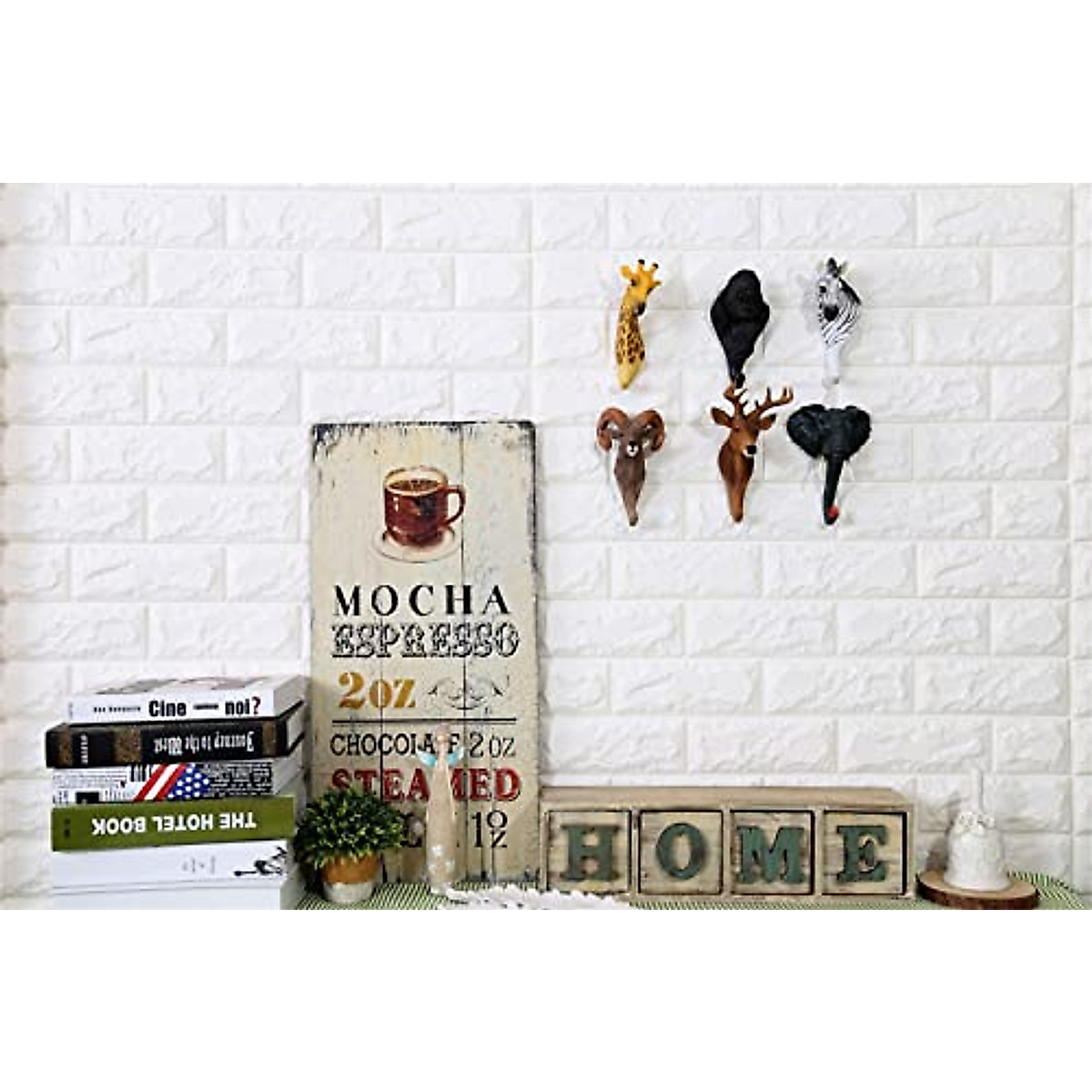 YANGDAO 2PCS Animal Head Key Hooks,Deer Head Creative Decorative Hook,Creative Home Wall Decoration Hook, American Retro Cafe bar Shop Wall Three-Dimensional Animal Wall Hanging Hooks,Giraffe Hook