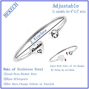 BEKECH Spanish Grandma Gift Best Abuela Ever Cuff Bracelet Mother’s Day Gift for Abuela from Grandson Granddaughter Family Abuela Gift (abuela)