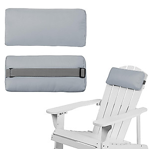 Rasugarlary Chaise Lounge Head Pillow, 2 Pack Outdoor Lounge Chair Pillows with Adjustable Strap Water Resistant Longue Head Pillow Headrest Pillows for Patio Backyard Beach Pool Garden Recliner(Gray)