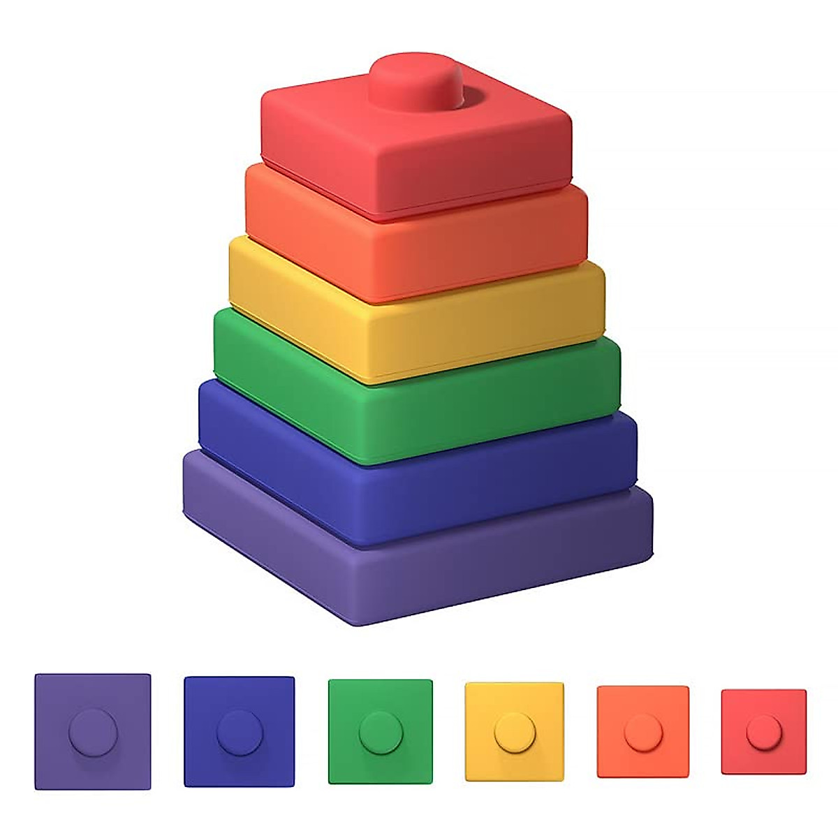 Silicone Stacking Toy | Square Stacker Baby Toy | Montessori | Gender Neutral Baby Gift | Montessori Toys | Building Games | Toddler Montessori Toys | Toddler Stacking Toy