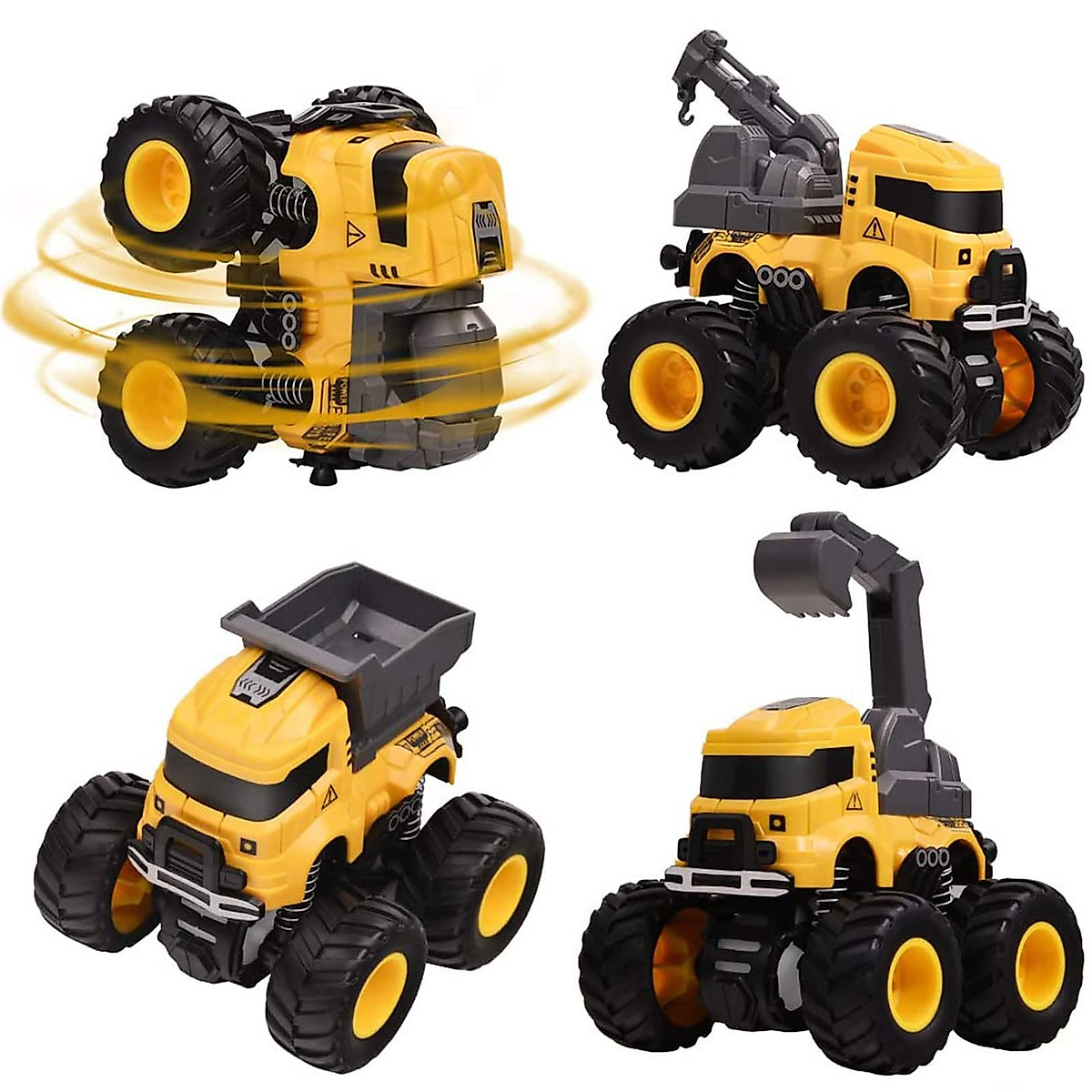 LONANDY Construction Truck Toy Push and Go Car Toys for Boys and Girls, Friction Powered Toy Car Set Include Crane Mixer Excavator Dump Truck, Party Supplies for Toddlers Kids Ages 3+