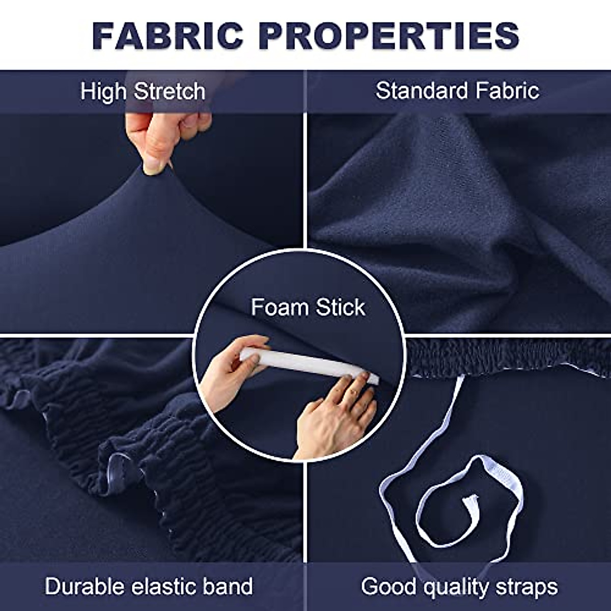 BT.WA Couch Cover L Shape Sectional Sofa Cover 2-Piece Soft Stretch Sofa Slipcover Furniture Protector Couch Slipcover with 2Pcs Pillowcases (Sofa 3 Seater + 3 Seater, Navy)