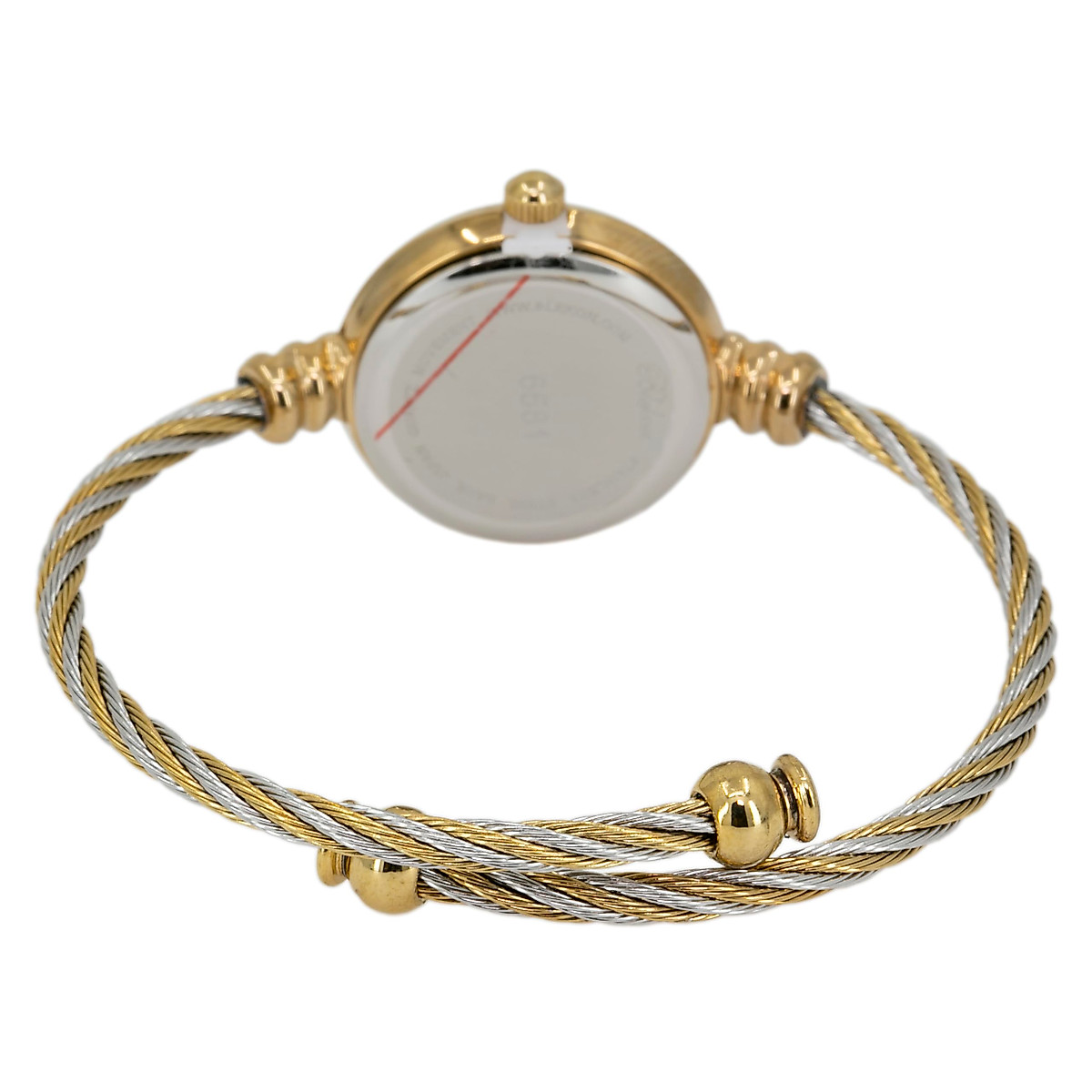 2Tone Gold Silver Cable Band Ladies Bangle Cuff Watch