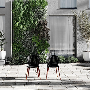 Amazonia | Ideal for Patio and Outdoors, Black Beira 4-Piece Dining Chairs | Eucalyptus Wood