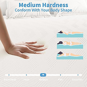 wowttrelax Queen Memory Foam Mattress 10 inch, 60''x78'', 2 Layer for More Supportive and Pressure Relief, Medium Firm Mattress, Soft Removable Cover Mattress Dark Grey White
