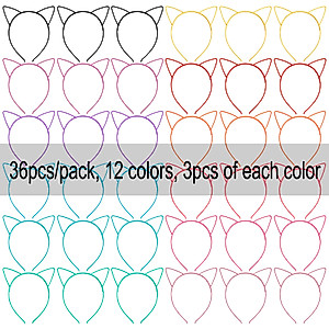COCIDE 36Pcs Cat Ears Headbands Plastic Taylor Party Decorations Kitty Headbands for Girls Gabby Party Favors Birthday Supplies for Women Halloween Hair Accessories Hair Hoops Costume