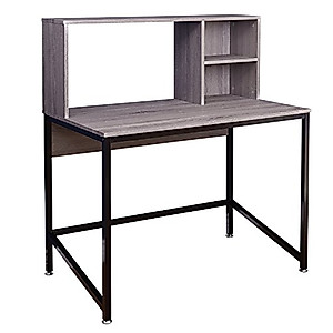 Target Marketing Systems Porter Computer Desks, Modern Writing Desktop with Hutch and 2-Open Shelves, Working Table for Home, Office, Bedroom and Study, 39.4", Gray Finish