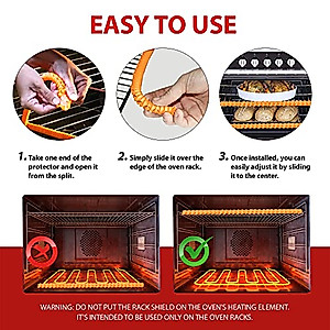 Silicone Oven Guard for Rack Covers - Oven Rack Protector - heat shield for toaster oven - silicone oven rack shields - Silicone Oven Rack Protector Against Burns and Scars 14 inches (Orange)