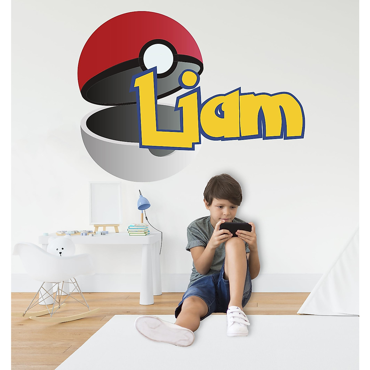 Generic Custom Name Wall Decal for Boys Bedroom - Wall Sticker for Kids Room - Custom Wall Decals for Decoration - Customization Decal Wall Decor for Kids Rooms, Red and White