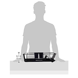 Sweet Home Collection Dish Drainer Drain Board and Utensil Holder Simple Easy to Use, 17" x 12" x 5", Black