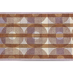 Casavani Hand Block Printed Rug Geometric Violet Tassel Rug Boho Area Rug Easy Care Washable Rugs for Doormat Entryway Living Room Bedroom Hallway Balcony 3x20 Feet Runner