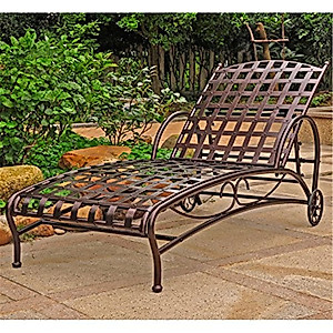 International Caravan Iron Bronze Multi-Position Patio Chaise Lounger