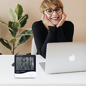 YCDC Digital LCD Temperature Humidity Hygrometer 1.5m Probe Cord, HTC-2 Big Display, More Accurate, Greenhouse Room Indoor Thermometer Monitor,Clock Beep, Fish Tank Temperature Controlling