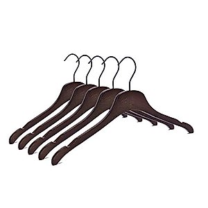 Quality Luxury Very Slim Wooden Suit Coat Dress Hangers 360 Swivel Hook (5, Brown/Espresso)