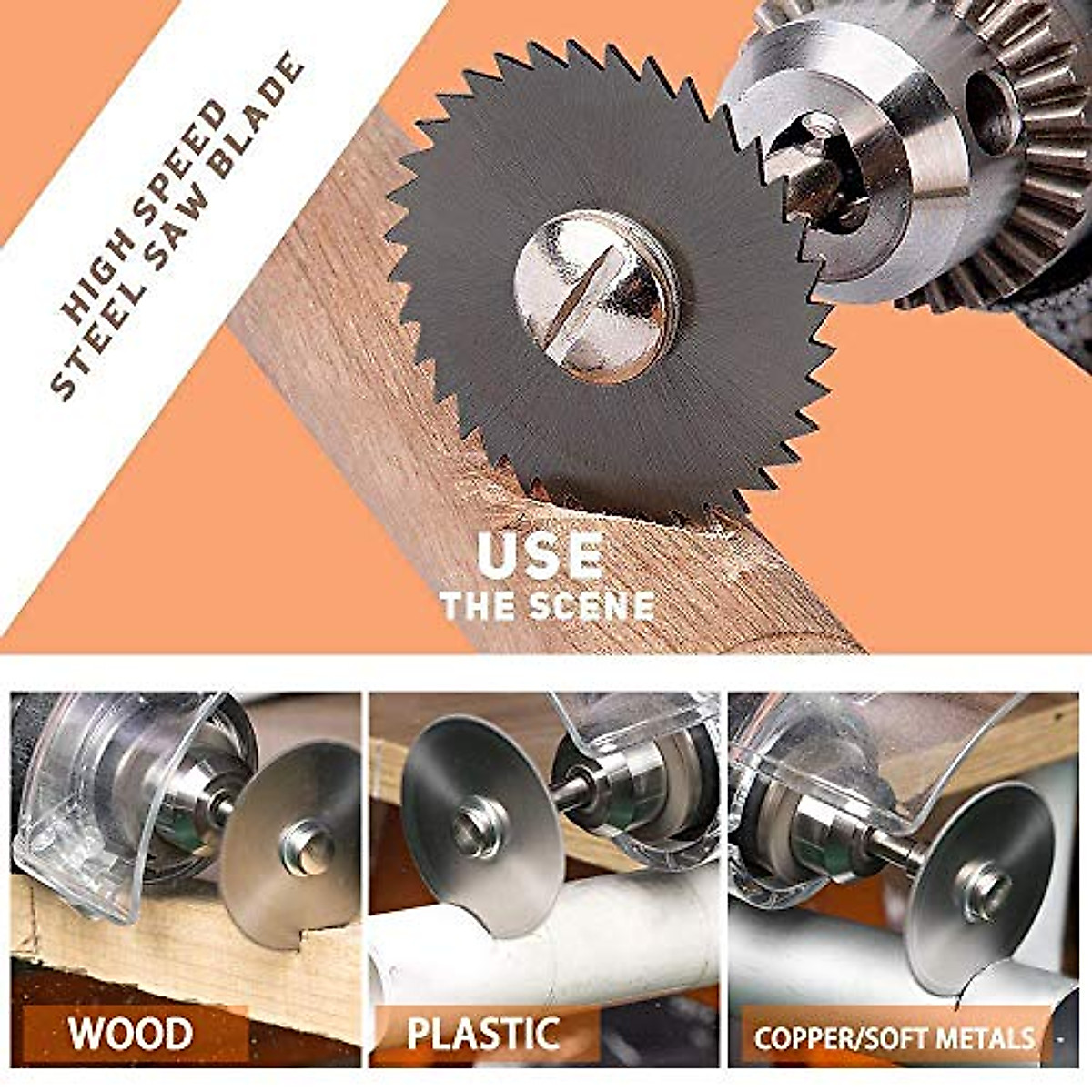 Cutting Wheels for Rotary Tool, Diamond Metal Wood Cutting Wheels and Drill Cutting Disc with 1/8" Shank and Resin Cutting Off Wheels with Mandrels for Wood Metal DIY Craft