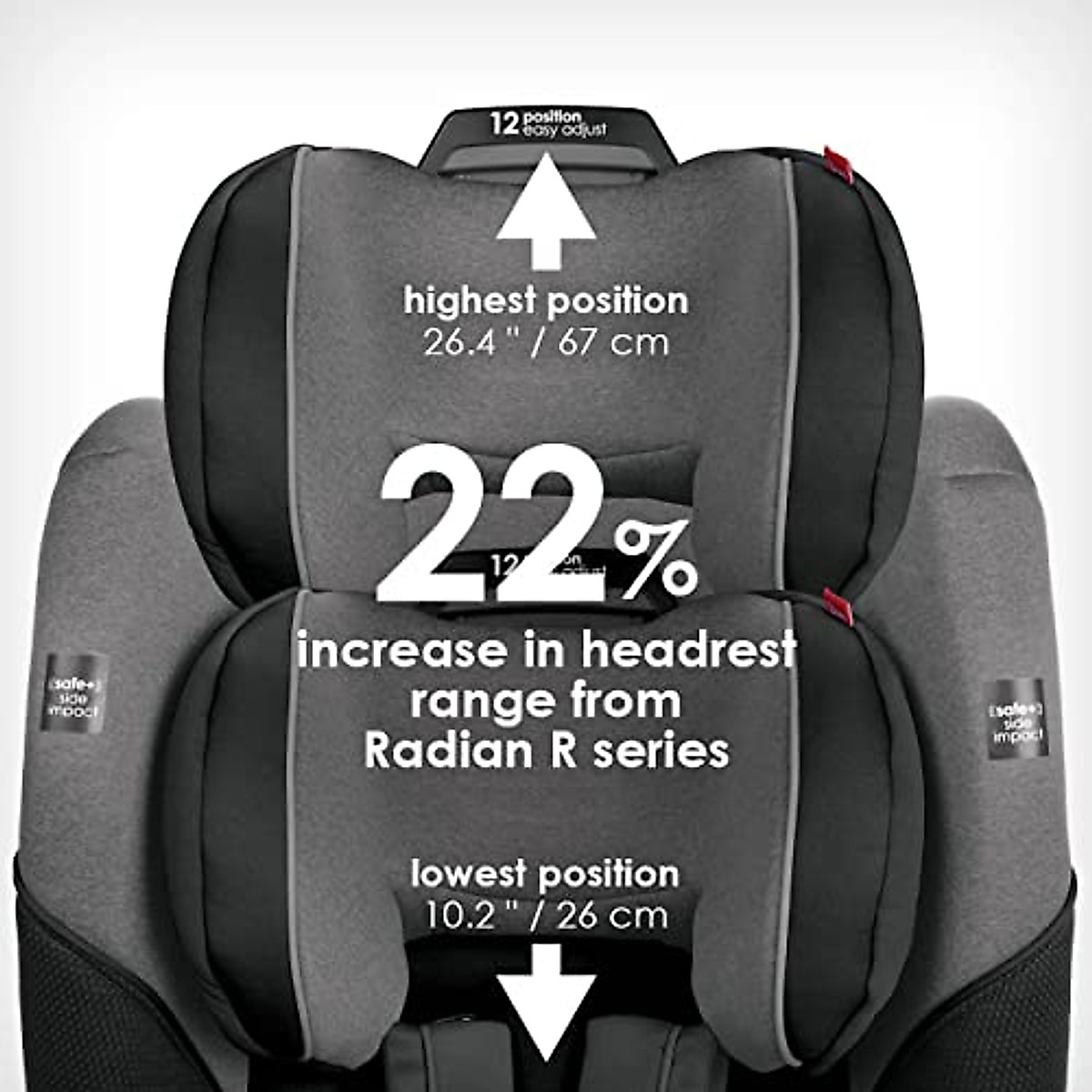 Diono Radian 3QX 4-in-1 Rear & Forward Facing Convertible Car Seat, Safe+ Engineering 3 Stage Infant Protection, 10 Years 1 Car Seat, Ultimate Protection, Slim Fit 3 Across, Gray Slate