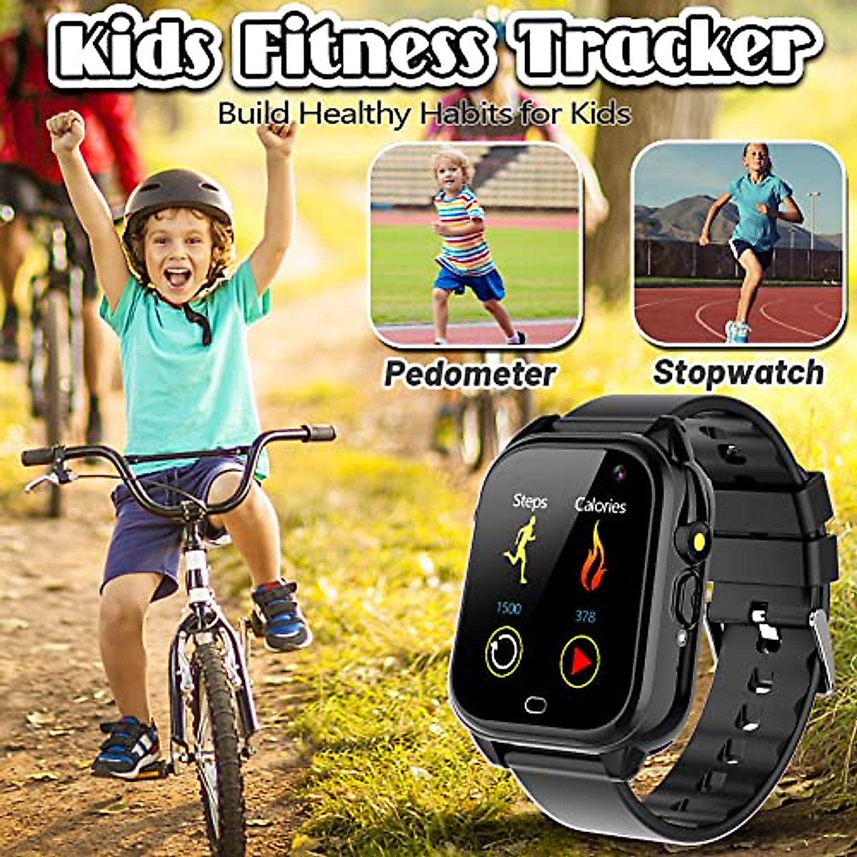 Waterproof Smart Watch for Kids 3-12 Years Boys Girls Learning Toys with 26 Puzzle Games Pedometer Camera Video Recording Music Player Alarm Timer HD Touchscreen Toddler Watch Birthday Gift