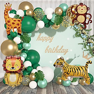 SAMOKA Large Jungle Safari Animal Balloons,8 PCS 34-40 Inch Animal Theme Party Balloons,Baby Shower Jungle Party Supplies