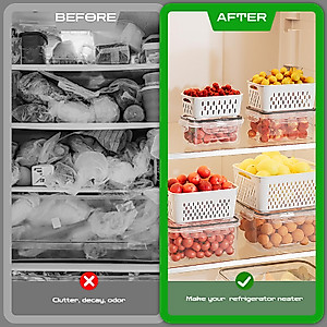 6 PCS Large Fruit Storage Containers for Fridge, Airtight Food Storage Containers with Removable Colander, Dishwasher & Microwave Safe, Berries Containers Keep Vegetables, Fruits Fresh Longer