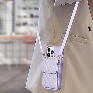 Furiet Crossbody Wallet Case for iPhone 14 Pro Max 6.7 inch Leather Kickstand Purse Case with Card Slot Holder Lanyard Strap Phone Cover for iPhone14promax 5G i Phone14Max Plus iPhone14 ProMax Purple