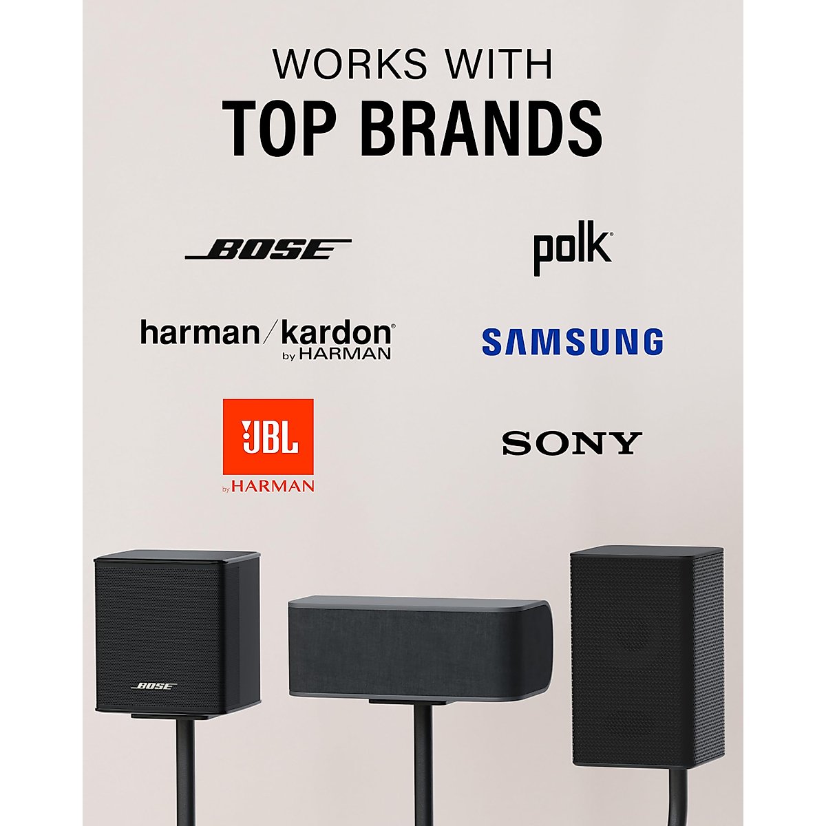 Sanus Adjustable Height Speaker Stand - Extends 28" to 38" - Holds Satellite & Small Bookshelf Speakers (i.e. Bose, Harmon Kardon, Polk, JBL, KEF, Klipsch, Sony and Others) - Set of 2 - Model: HTBS