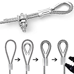 TooTaci T316 Stainless Steel 1/8" Cable Wire Rope,50ft Sun Shade Sail Cable Wire Hardware Kits with Cable Clamp,Sun Shade Cable Wire for Patio Shade Sail,Triangle/Rectangle Sun Shade Sail Fixing