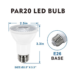 ANC PAR20 LED Bulbs with 35 Degree Beam Angle,8W LED Dimmable Spotlight Bulbs,600 Lumens 6500K Cool White Spot Light Lamp,E26 Base 4-Pack