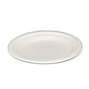 100% Compostable 7 Inch Heavy-Duty Plates [125 Pack] Eco-Friendly Disposable Sugarcane Paper Plates