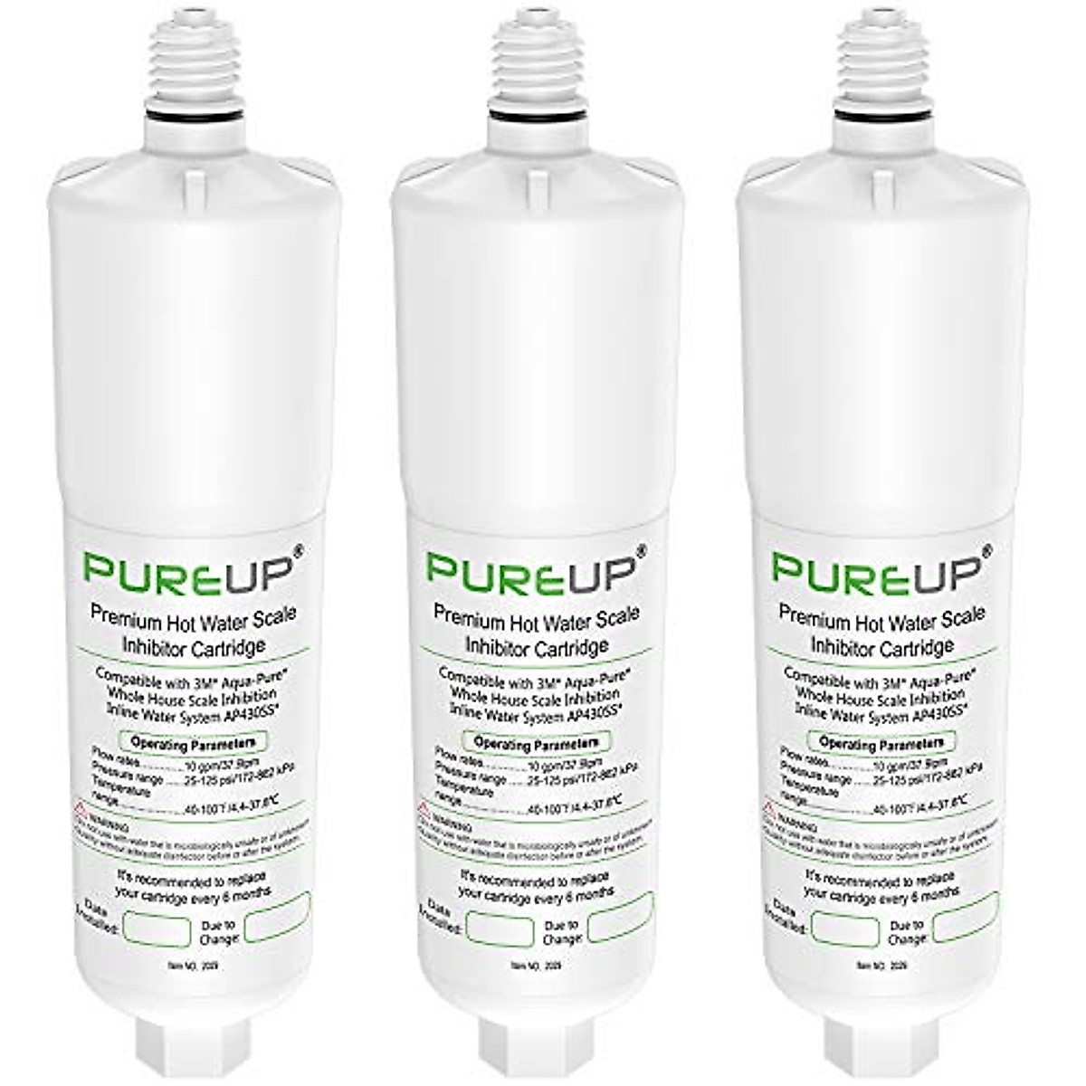 PUREUP AP431 Replacement Filter Compatible with Aqua-Pure Whole House Scale Inhibition Inline Water System AP430SS - Ap431 Replacement Cartridge Pack of 3