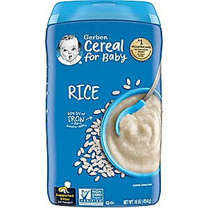 Gerber Cereal for Baby 1st Foods Rice Cereal, Made with Essential Nutrients for Supported Sitters, Non-GMO Project Verified, 16-Ounce Canister (Pack of 3)