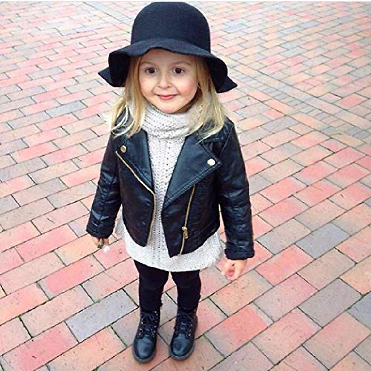 CM C&M WODRO Toddler Boys Girls Motorcycle Faux Leather Jackets Coat Winter Outwear for 1-6Y (Black, 2-3T)