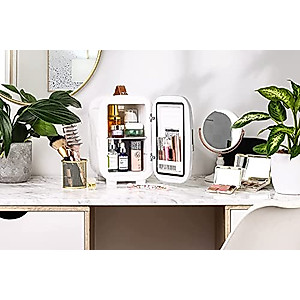 Subcold Pro6 Luxury Mini Fridge Cooler 6 Litre / 8 Cans AC & Exclusive USB Power Option Small Portable Fridge For The Office, Bedroom, Car, Skincare & Cosmetics Chequer Grey