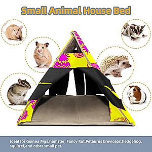 Guinea Pig House Bed, Rabbit Large Hideout, Small Animals Nest Hamster Cage Habitats Pink Pineapple Yellow