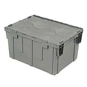 Distribution Container With Hinged Lid, 28-1/8x20-3/4x15-5/8, Gray