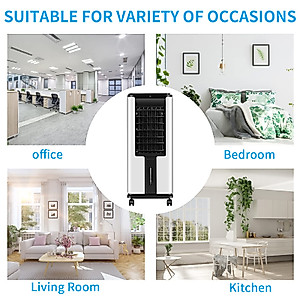 Kismile Portable Air Conditioner, Electric Air Cooler with 3 Wind Speeds, Remote Control, Built-in 12 H Timer Tower fan