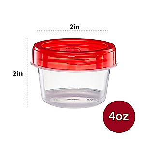 Elegant Disposables (4 Ounce 10 Pack) Twist cap Containers Clear Bottom With Red Top Screw on Lids Twist Top Food Storage Freezer Reusable Containers