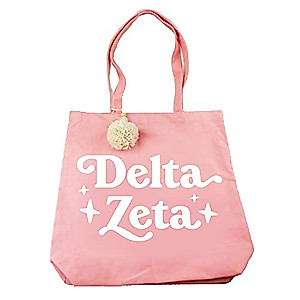 Sorority Shop Delta Zeta Retro Pom Pom Tote Bag
