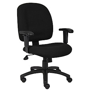 Boss Office Products Fabric Task Chair with Adjustable Arms in Black
