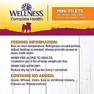 Wellness Petite Entrees Mini Fillets Natural Wet Small Breed Dog Food, Roasted Chicken, Beef, Carrots & Green Beans, 3-Ounce Cup (Pack of 24)