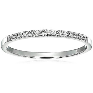 VIR JEWELS 1/8 cttw Diamond Wedding Anniversary Band for Women, Round Diamond Engagement Ring 10K White Gold Prong Set 0.125 cttw, Size 10
