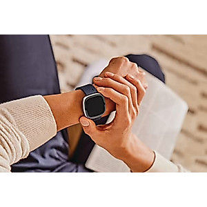 Fitbit Vegan Leather Band, 24mm Attach,Indigo,Large *Compatible with Sense 2, Sense, Versa 4 & Versa 3