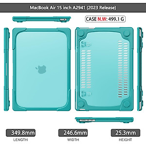 May Chen for MacBook Air 15 inch Case M2 A2941 / M3 A3114 Chip 2023 2024, Heavy Duty Shockproof Protective Hard Shell with Keyboard cover for Fold Kickstand, Blue