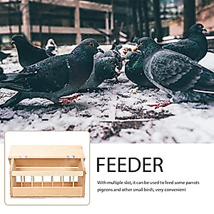 HANABASS Window Bird Feeder Window Bird Feeder Window Bird Feeder Pigeon Feeding Trough Wooden Pigeon Feeder Multi- Hole Pigeon Dish Dispenser Birds Feeding Dispenser Chicken Feeder Quail Cage