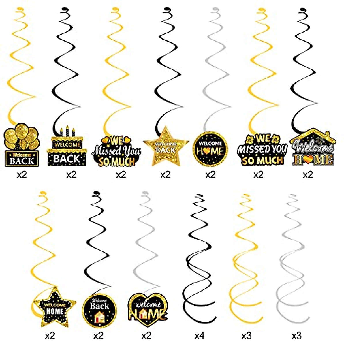 30Pcs Welcome Home Decorations We Missed you Hanging Swirls Decor, Welcome Back Home Hanging Ceiling Party Supplies, Homecoming Return Party Backdrop Sign